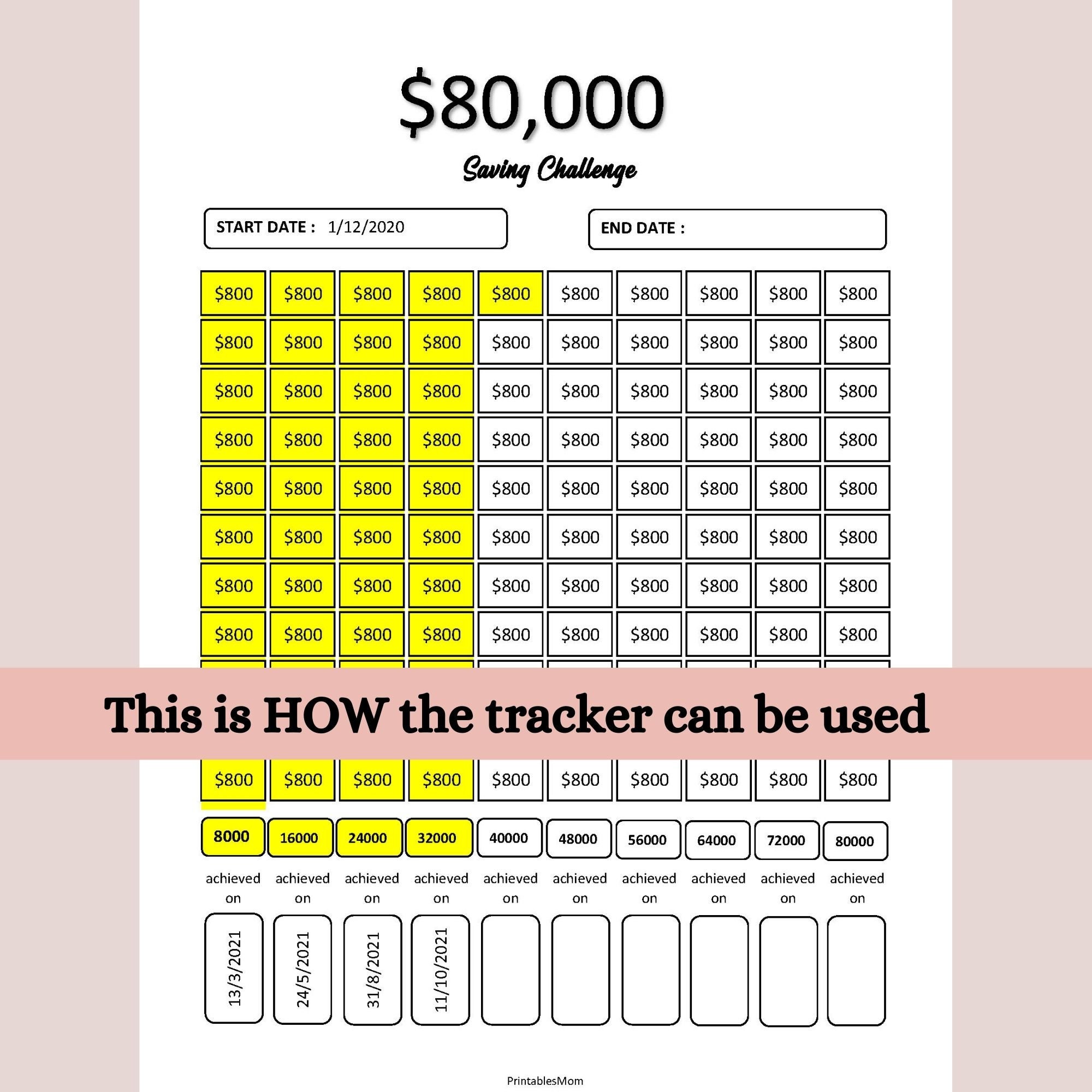 80000 Savings Challenge, 80K Challenge, House Saving Plan, Money Saving ...