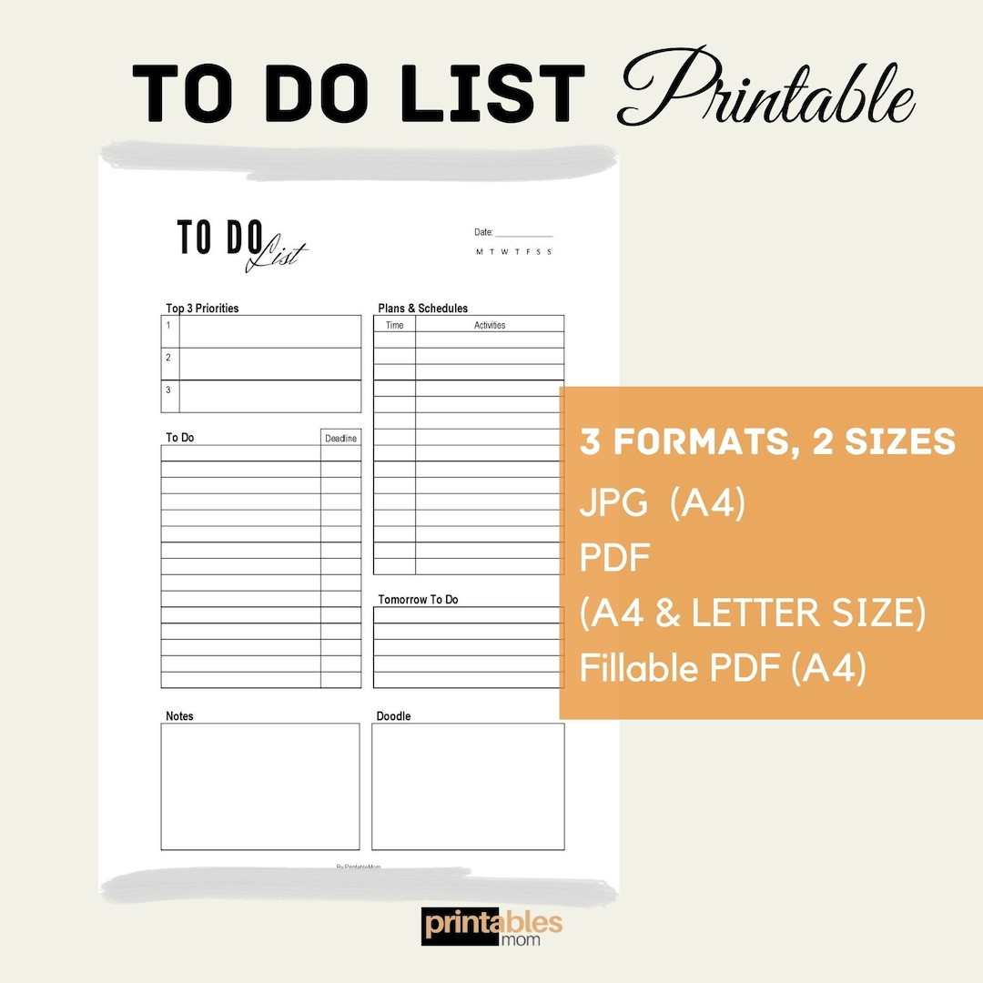 To Do Liste pdf Vorlage zum Ausdrucken tagesplaner, editierbar - Etsy.de