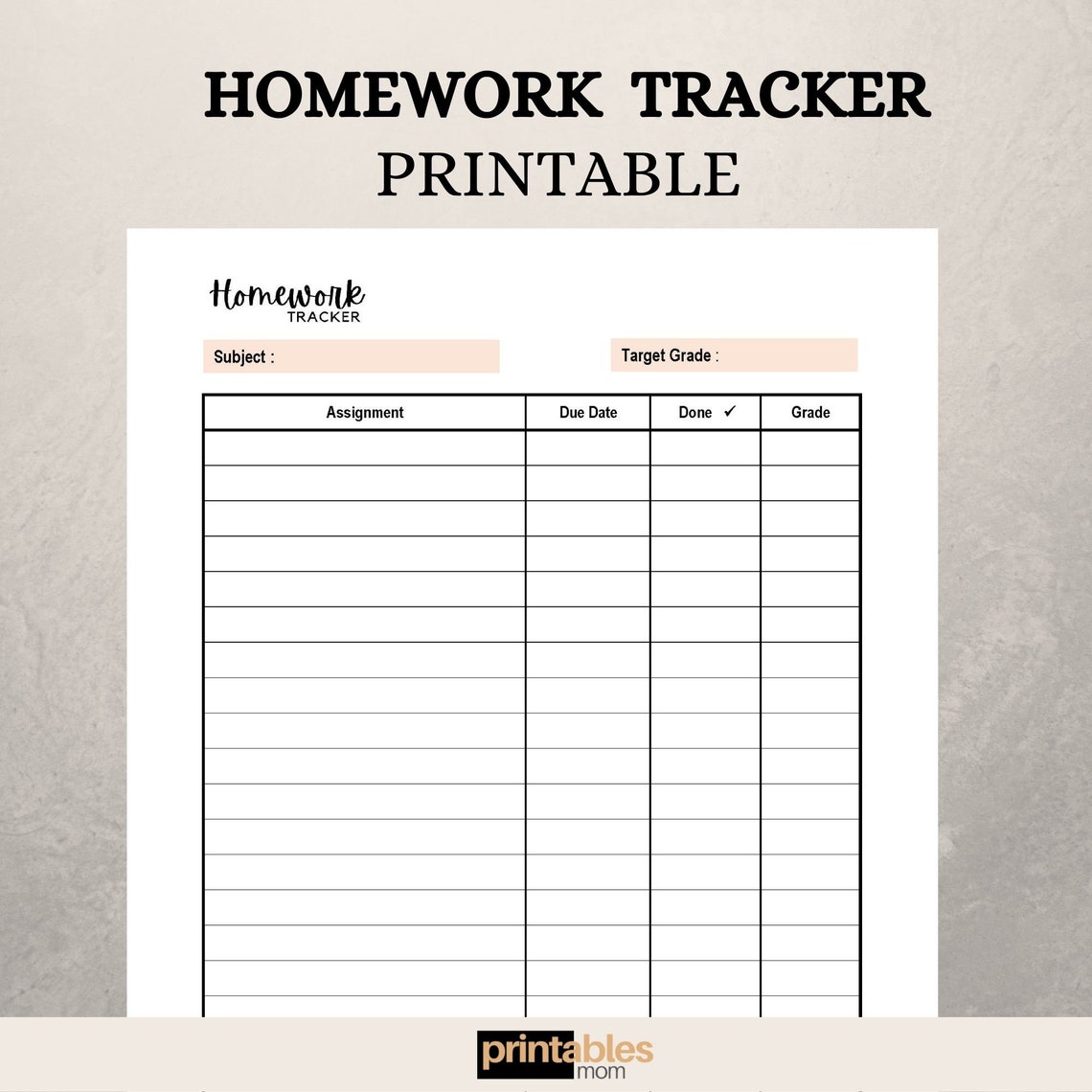 Homework and Grade Tracker Printable - A4 Planner Inserts, College ...