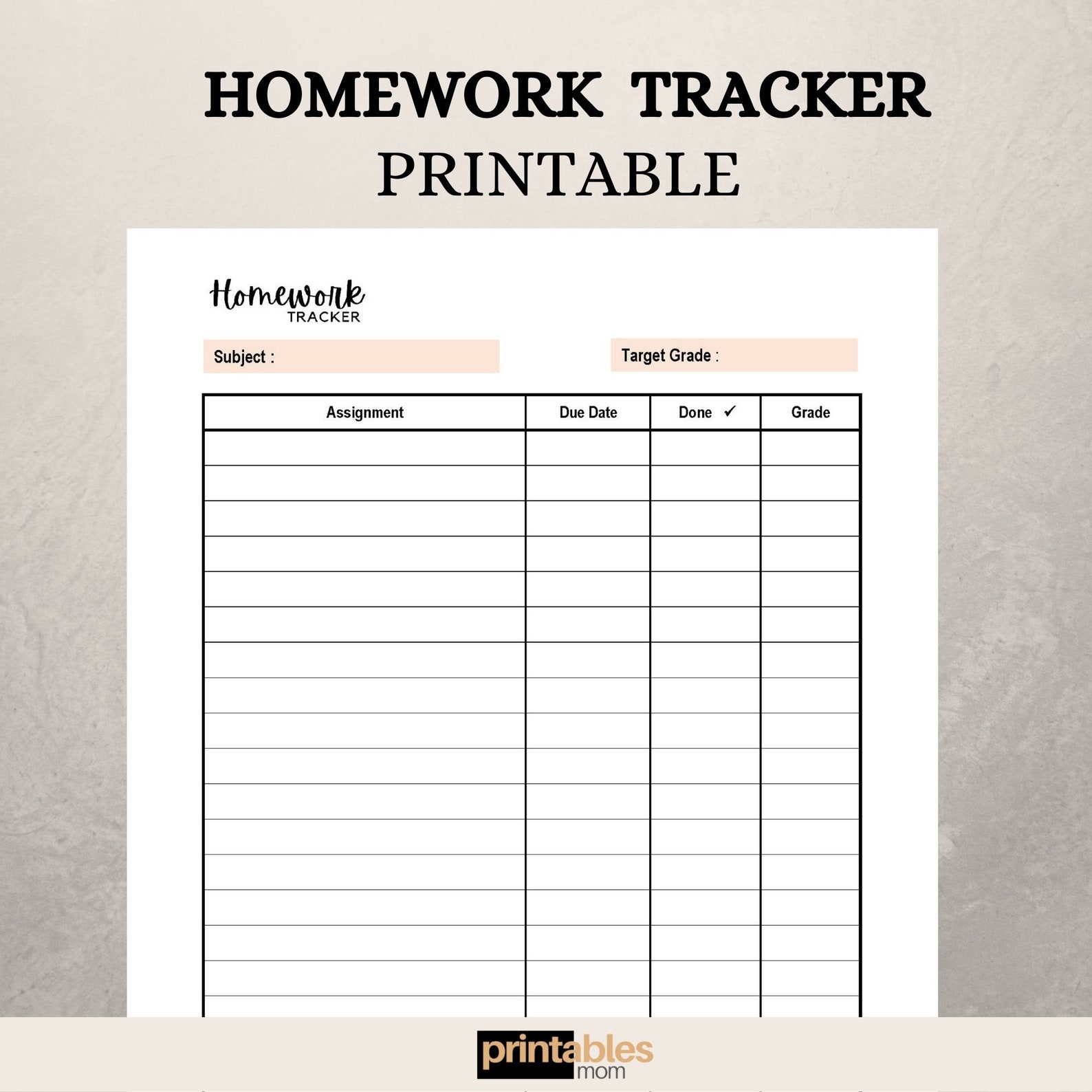 Homework and Grade Tracker Printable - A4 Planner Inserts, College ...