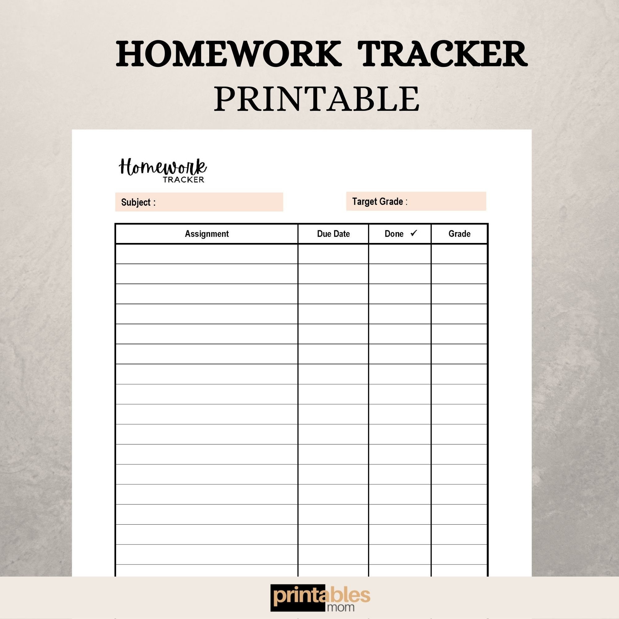 Homework and Grade Tracker Printable - A4 Planner Inserts, College ...