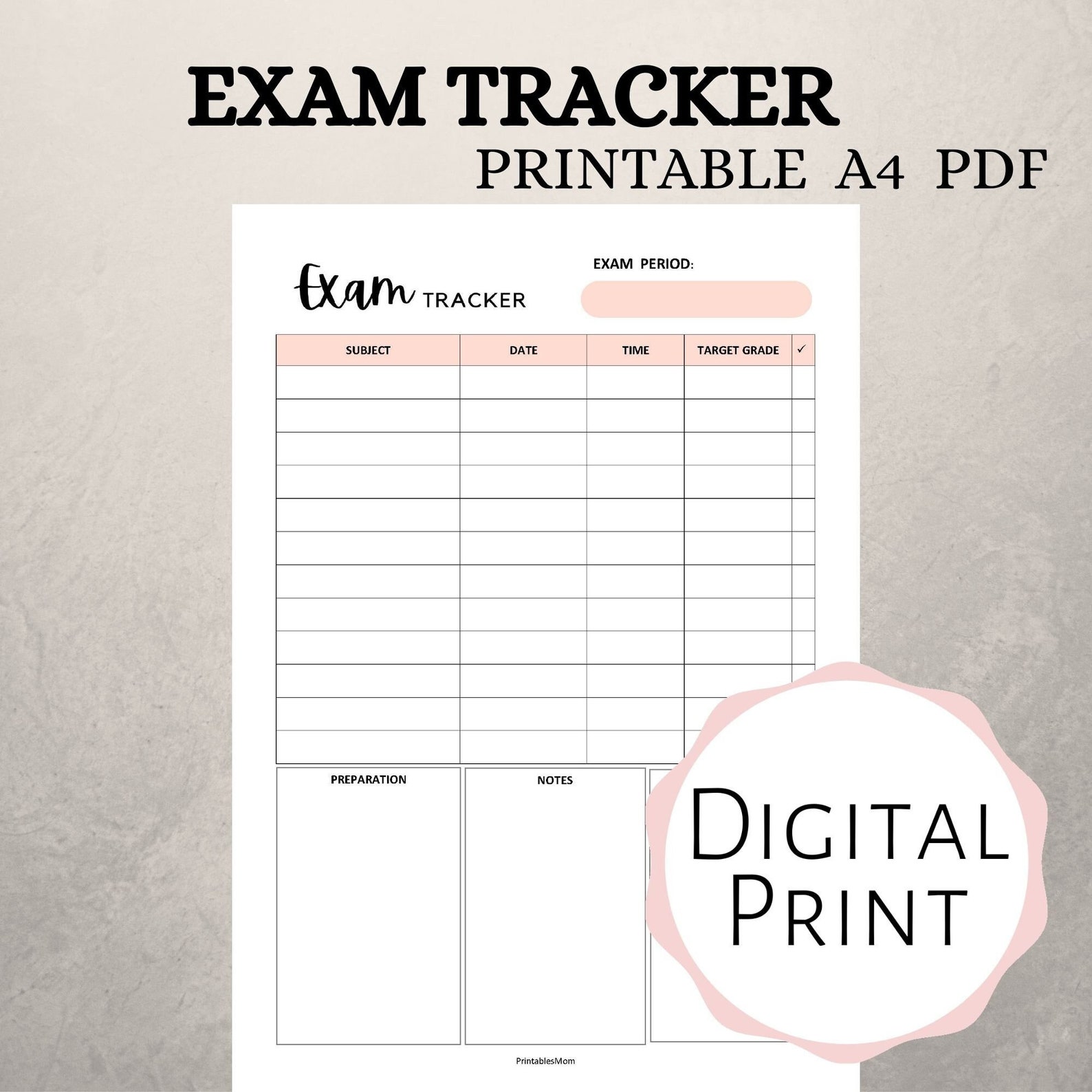 Exam Tracker Printable - A4 Planner Inserts, College Student Planner ...