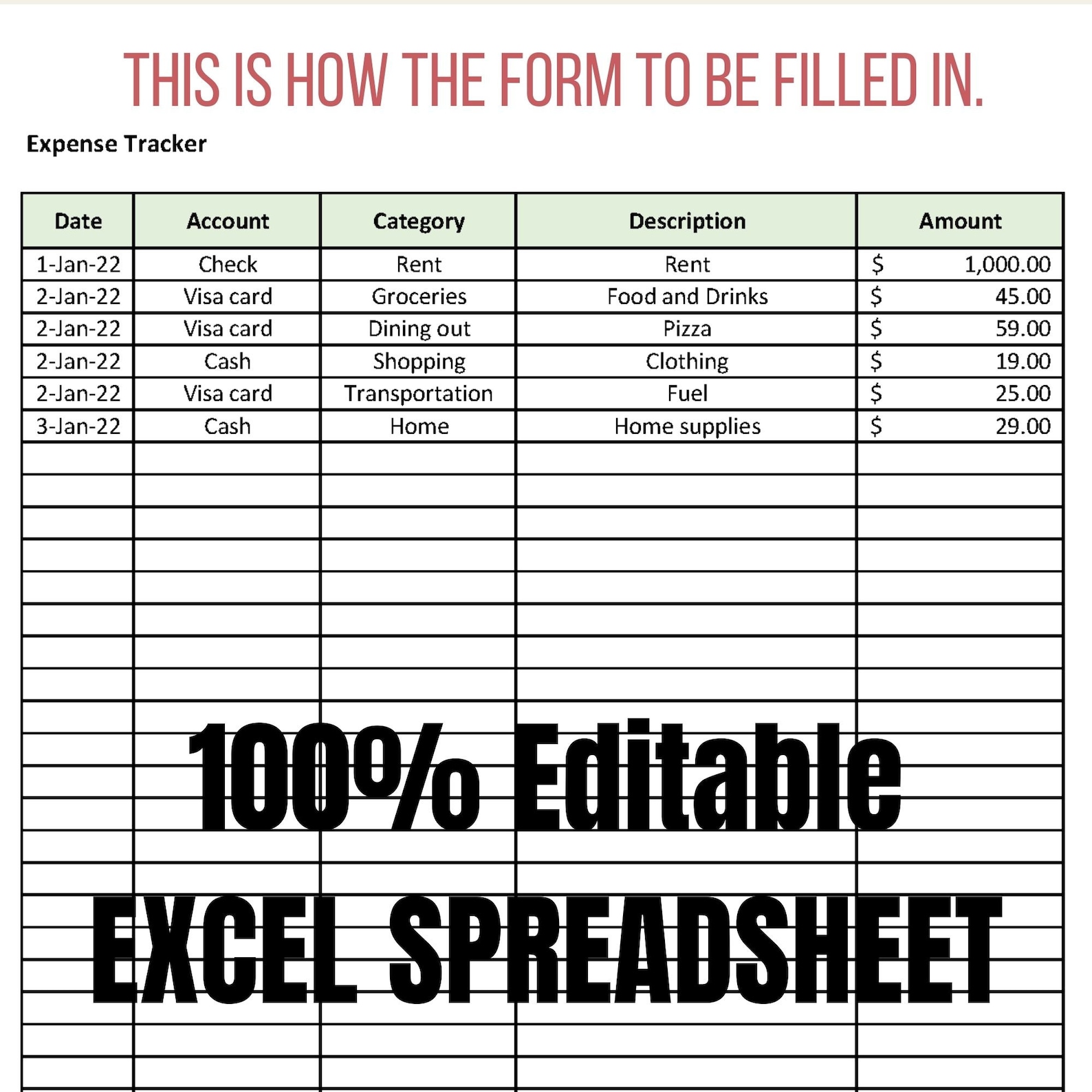 Editable Expense Tracker Printables, Instant Download, Fillable Expense ...