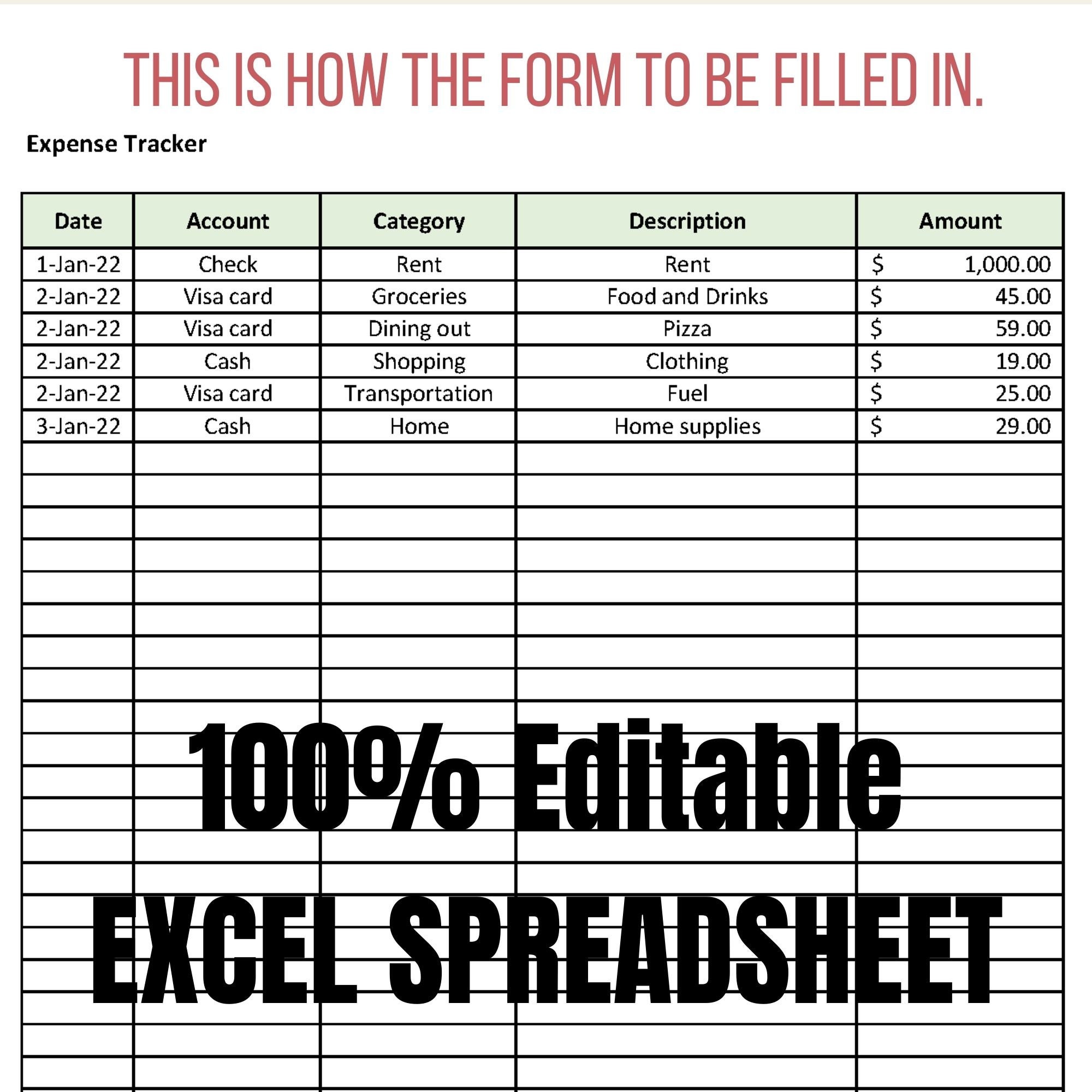 Editable Expense Tracker Printables, Instant Download, Fillable Expense ...