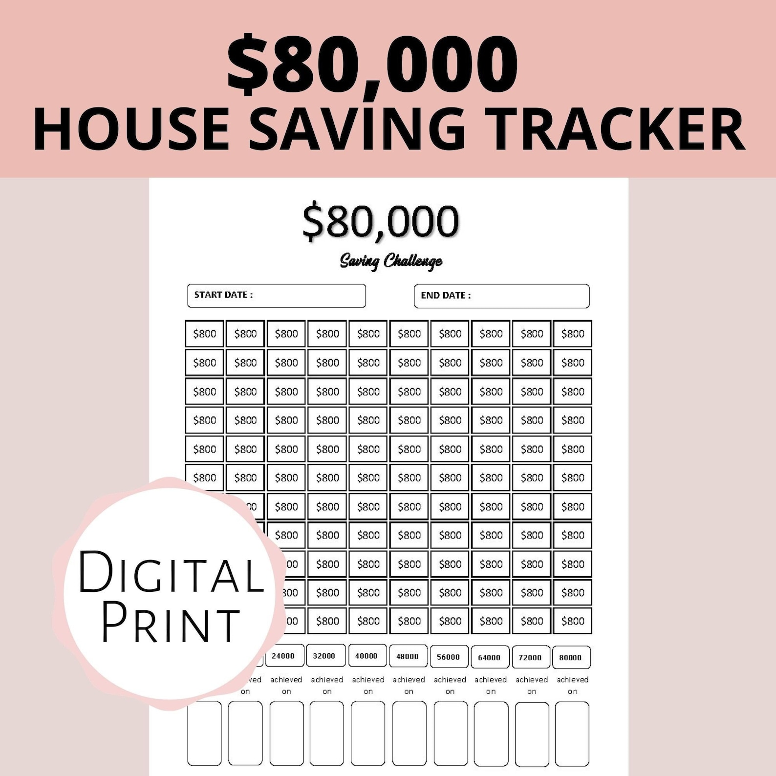 80000 Savings Challenge, 80K Challenge, House Saving Plan, Money Saving ...