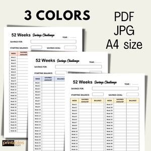 52 Weeks Savings Challenge, Year Saving Tracker, Money Saving Plan ...