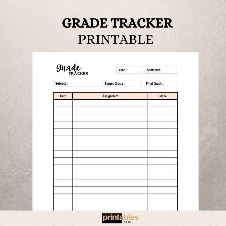 Homework and Grade Tracker Printable - A4 Planner Inserts, College ...