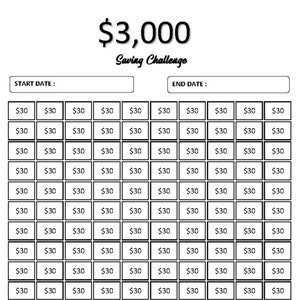 3000 Savings Challenge Tracker Printable, Saving Tracker, Money Saving ...