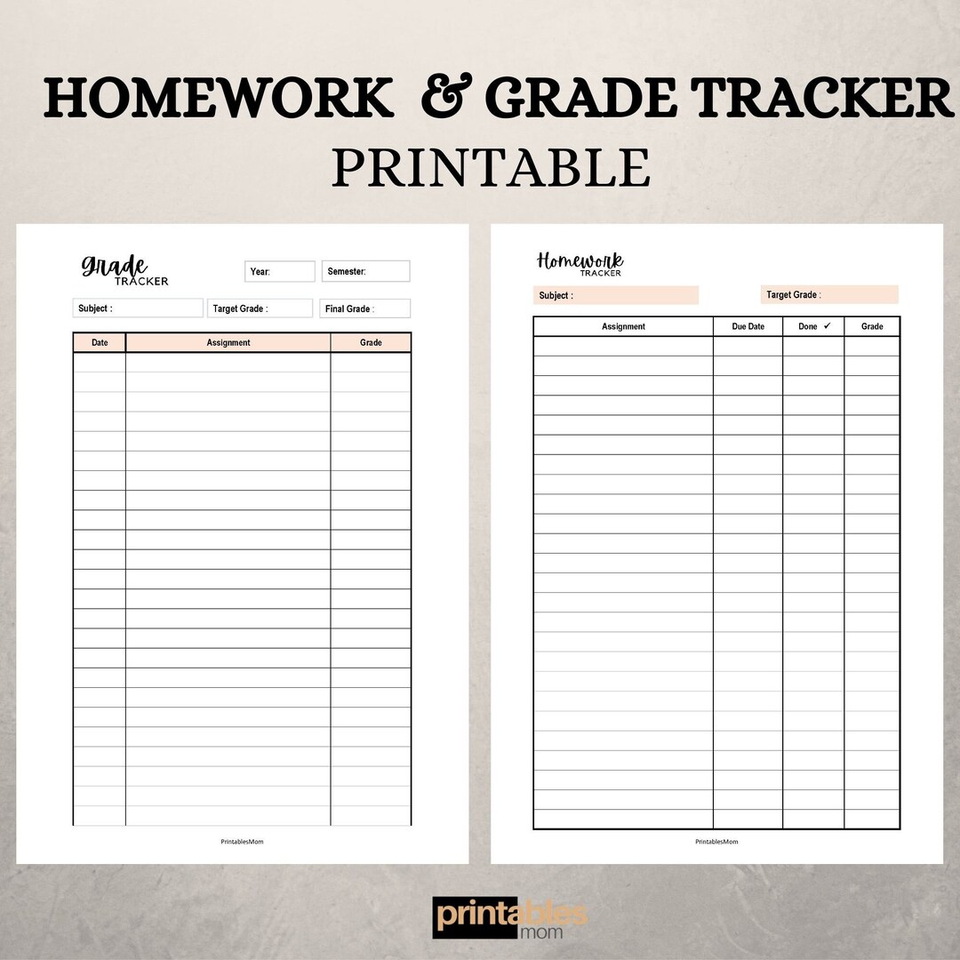 Homework and Grade Tracker Printable - A4 Planner Inserts, College ...