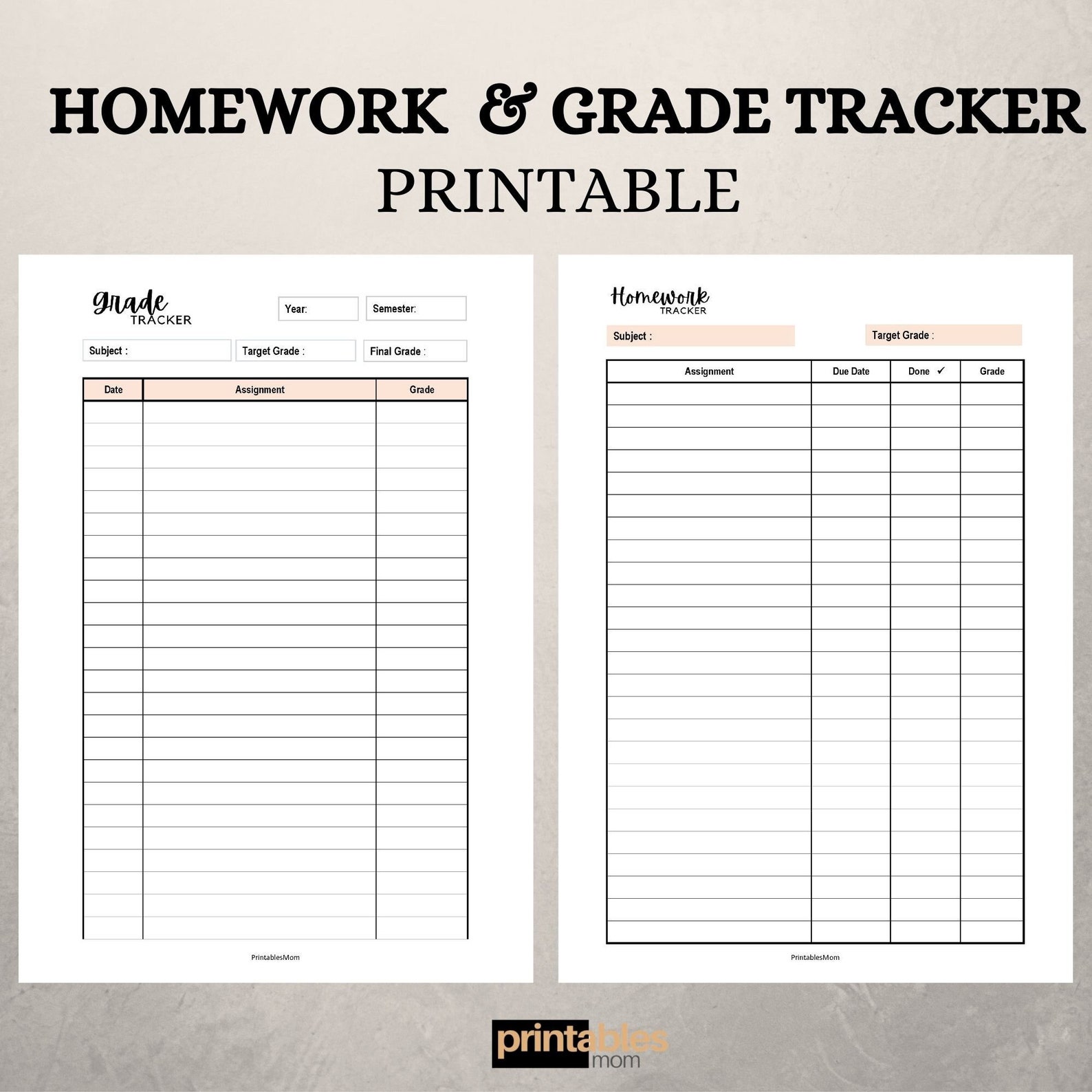 Homework and Grade Tracker Printable - A4 Planner Inserts, College ...