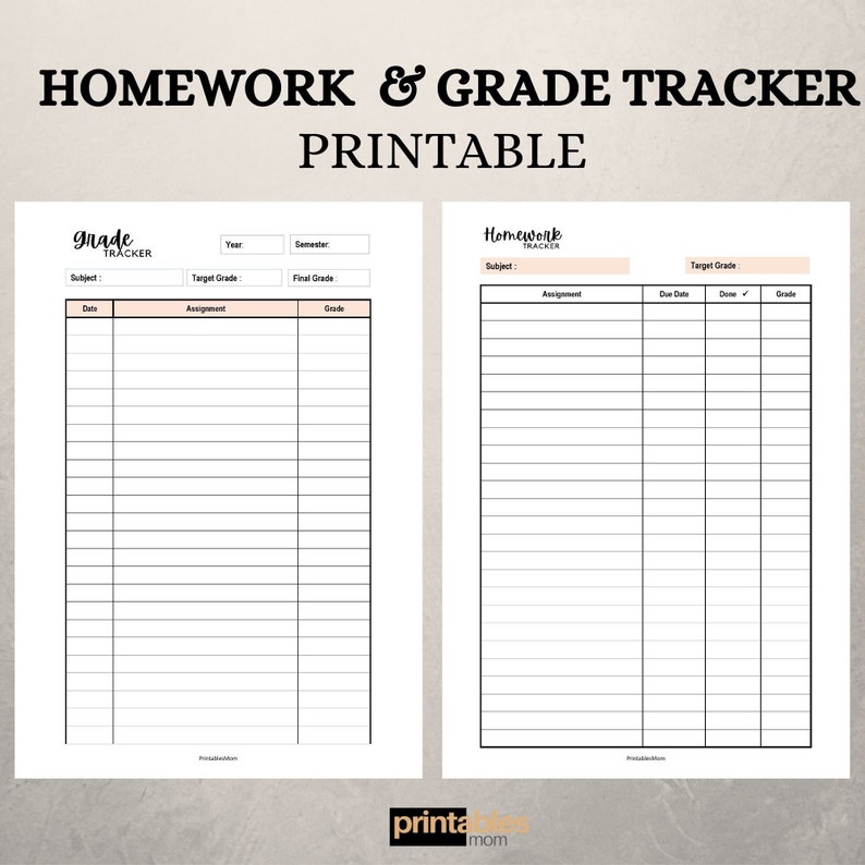 Homework and Grade Tracker Printable - A4 Planner Inserts, College ...