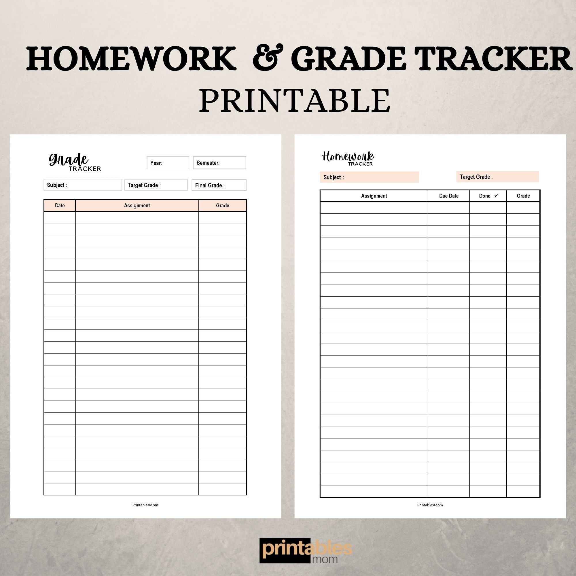 Homework and Grade Tracker Printable - A4 Planner Inserts, College ...