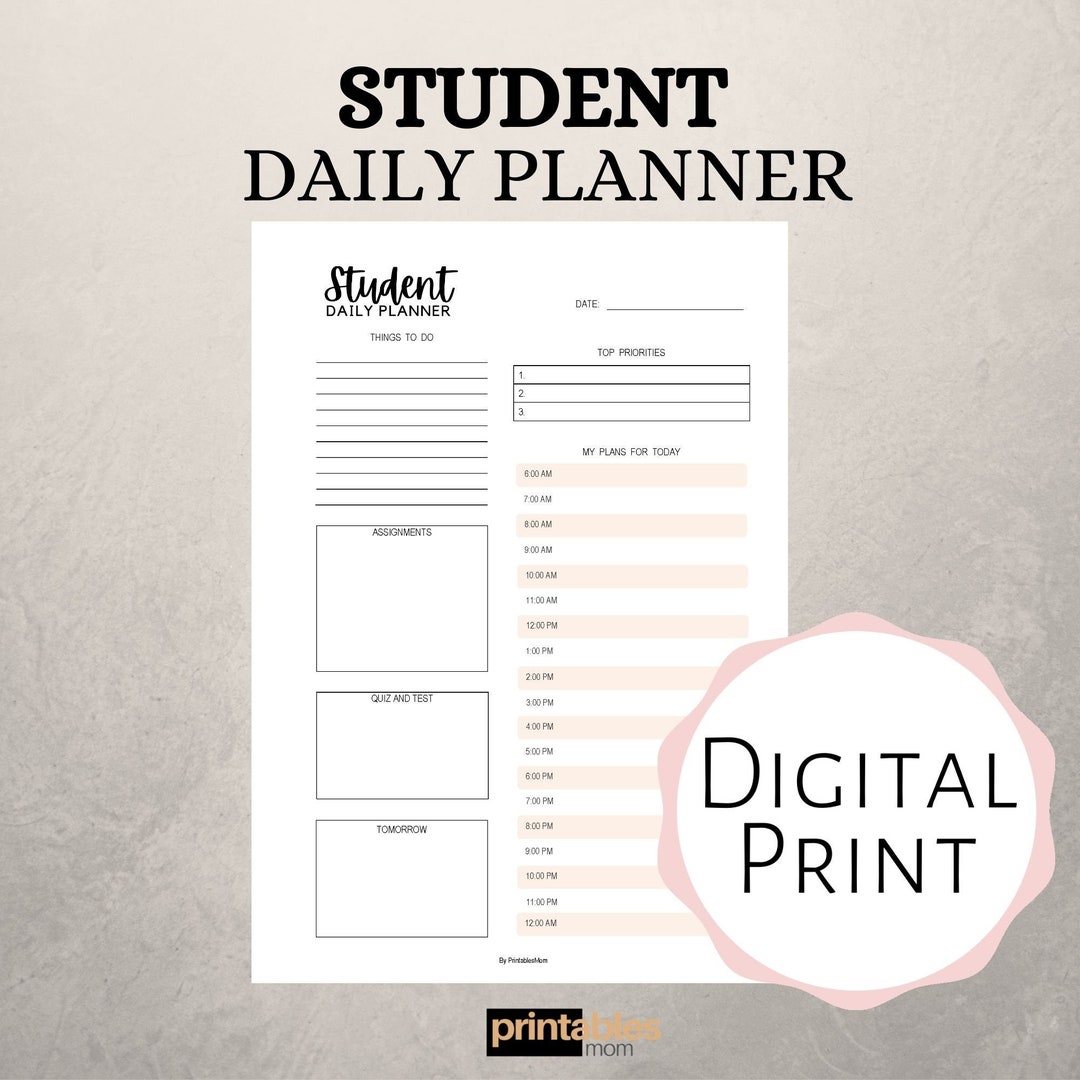 Student Daily Planner, Daily Schedule, Everyday Schedule - A4 Planner ...