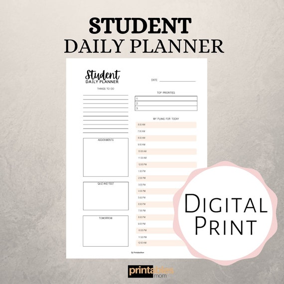 Student Daily Planner Daily Schedule Everyday Schedule A4 | Etsy