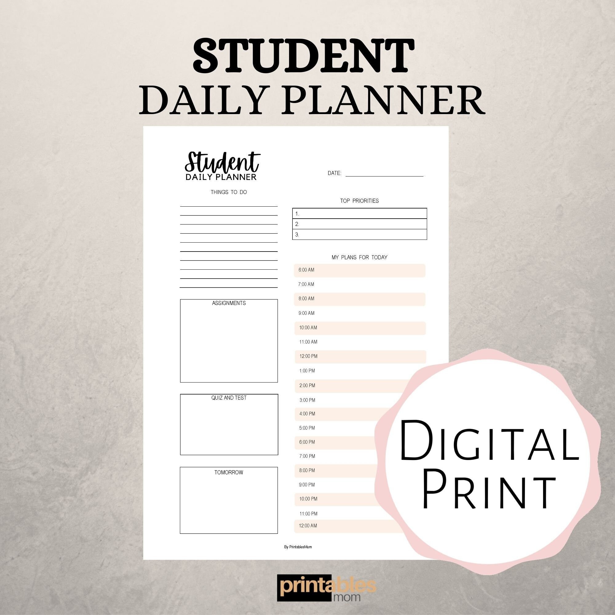 Student Daily Planner, Daily Schedule, Everyday Schedule - A4 Planner ...