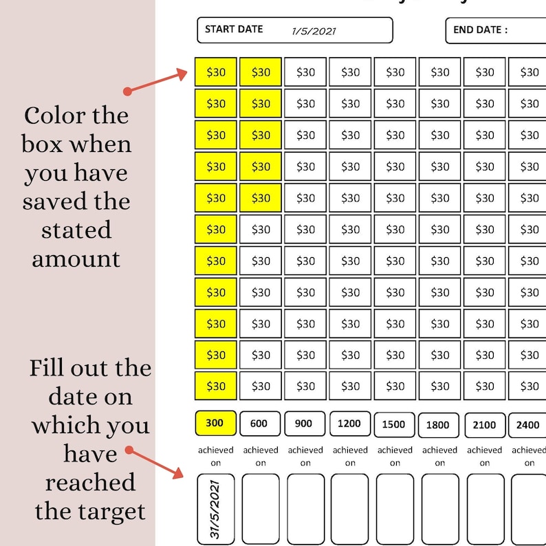 3000 Savings Challenge Tracker Printable, Saving Tracker, Money Saving ...