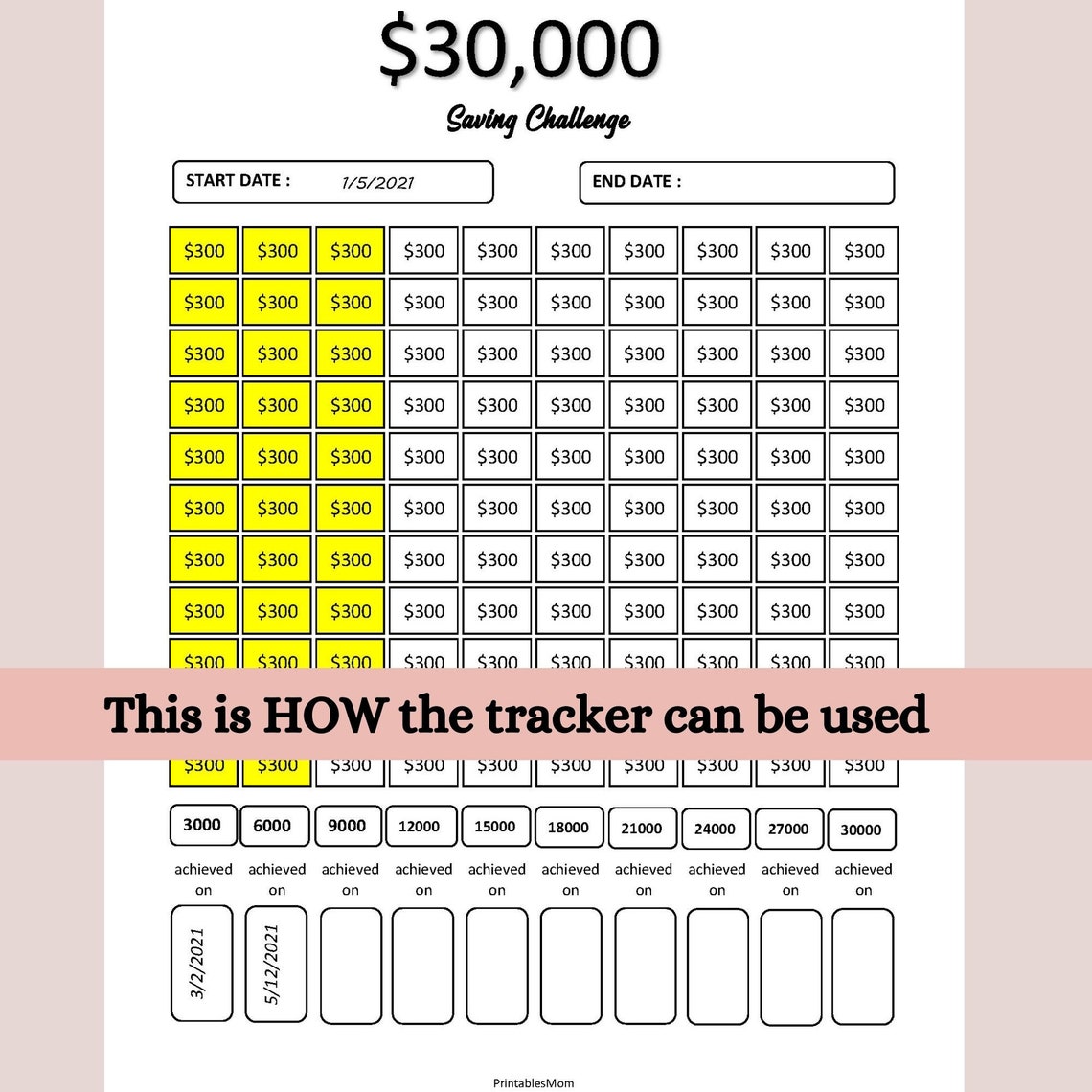 30000 Savings Challenge, House Saving Tracker, Financial Planner, Money ...