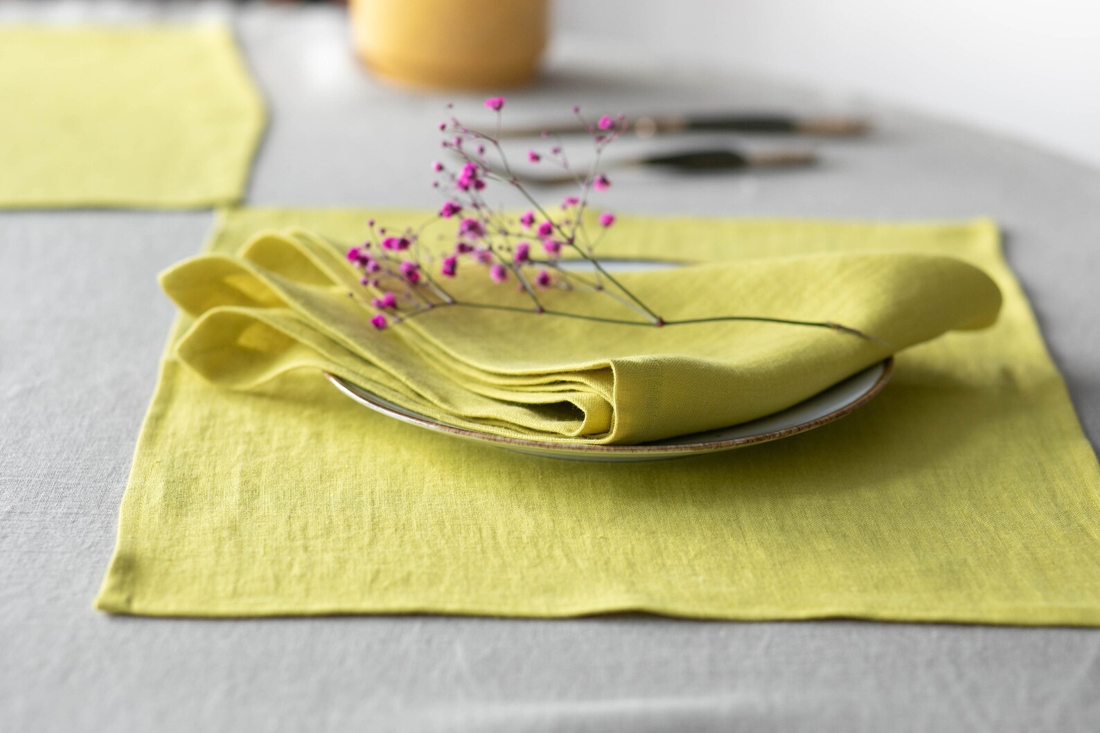 Yellow Color Linen Napkins / Soft Linen Dinning Table Decor / - Etsy