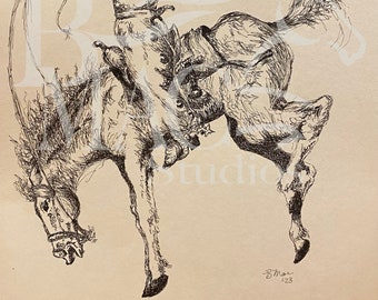 Girl Rodeo Rider Cowgirl Bronc Riding American Painting William Dunton ...