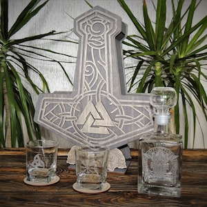 Whiskey Set "thor's Hammer, Viking Decor, Gift for Viking Fan, Nordic ...
