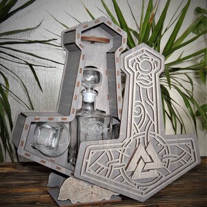 Whiskey Set "thor's Hammer, Viking Decor, Gift for Viking Fan, Nordic ...