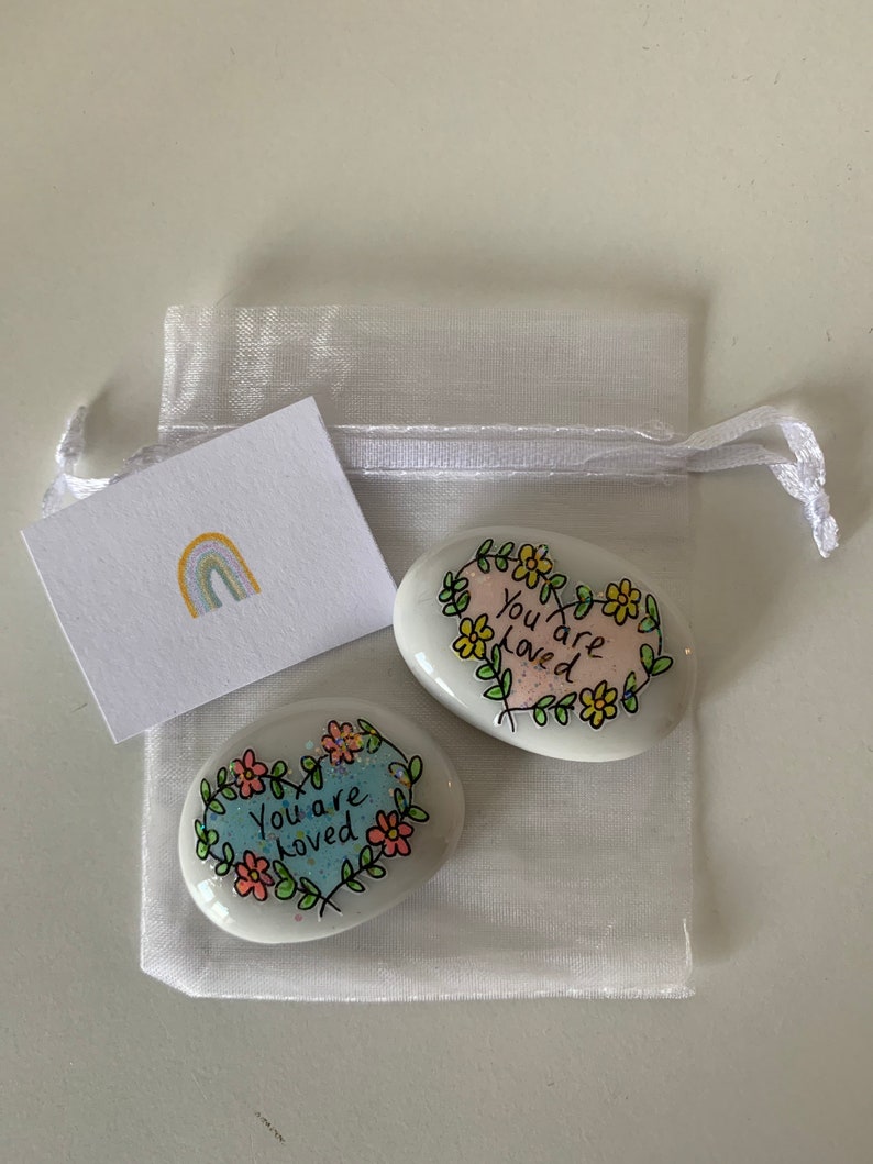 Floral Heart Pebble: Kindness Gift, Pocket Hug - Etsy