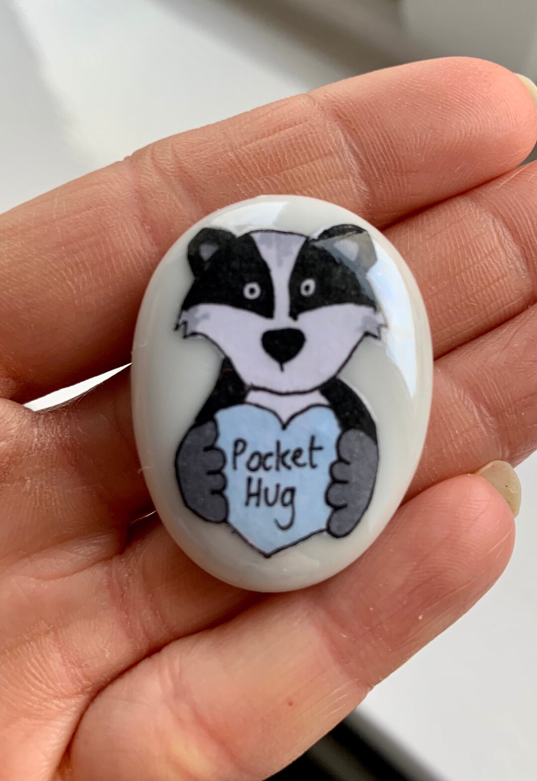 Badger /pocket Hug/ Worry Stone/personalised/ Badger Lover Gift /mental ...