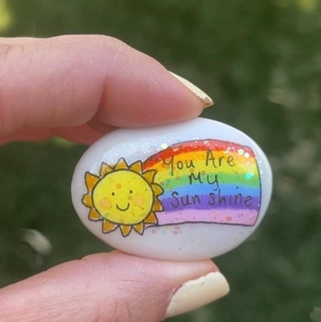 You Are My Sunshine Pebble/spakly Rainbow Gift /sunshine Gift/miss You ...