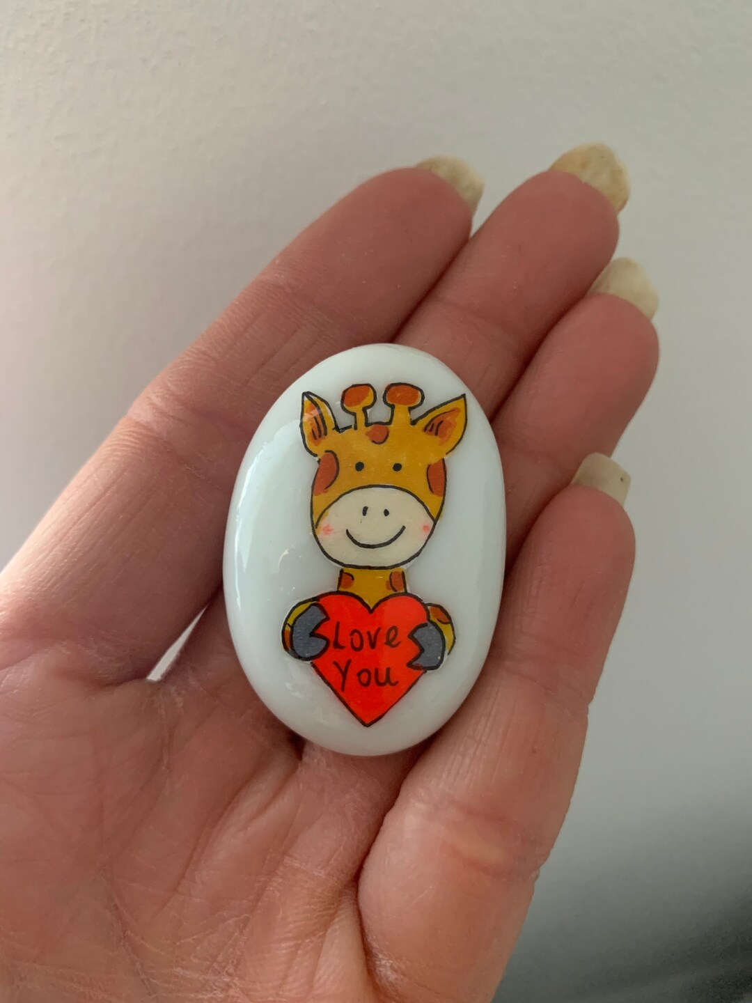 Personalised Giraffe Pocket Hug /gift / Handmade /worry Stone/ Love You ...
