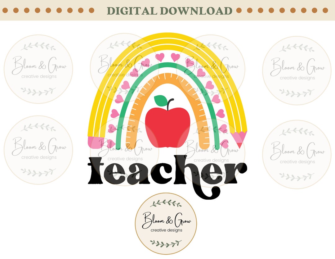 Teacher Boho School Rainbow Digital Download Teacher - Etsy