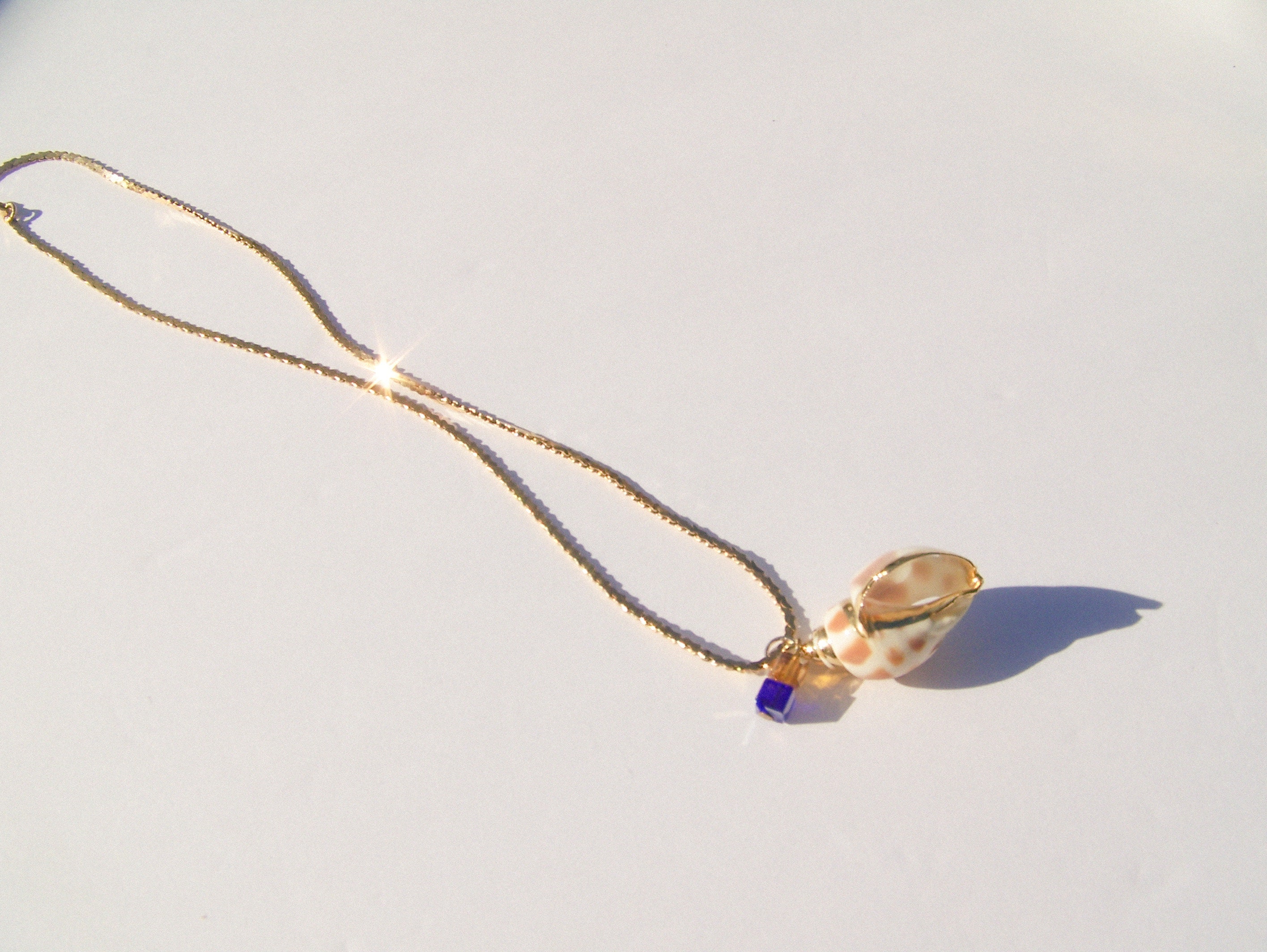 Upcycled Vintage Gold Tone Seashell Drop Charm Necklace One of a Kind ...