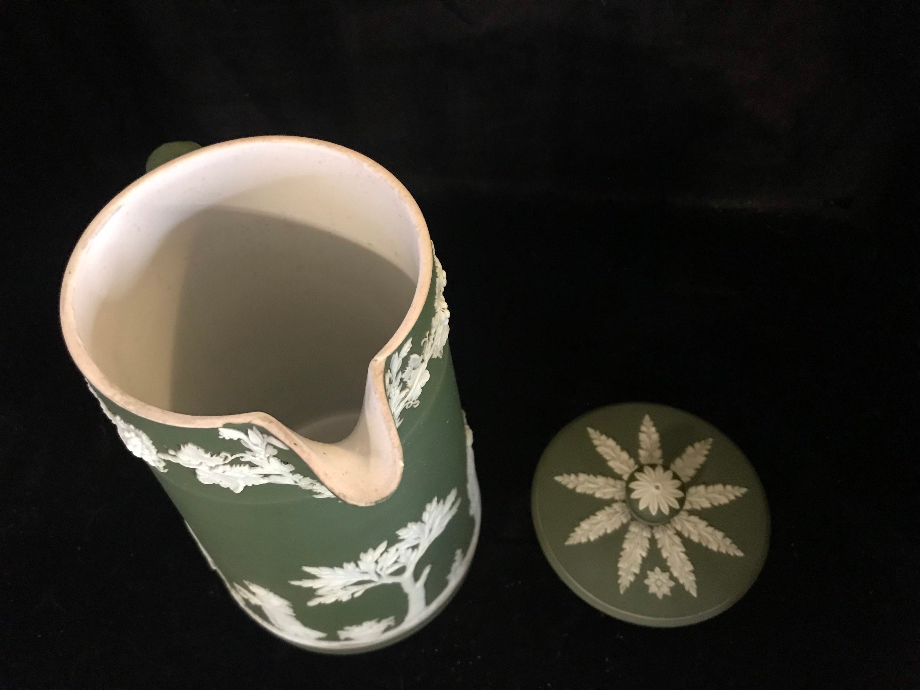 Beautiful Antique Wedgwood Jasperware White on Dark Olive - Etsy