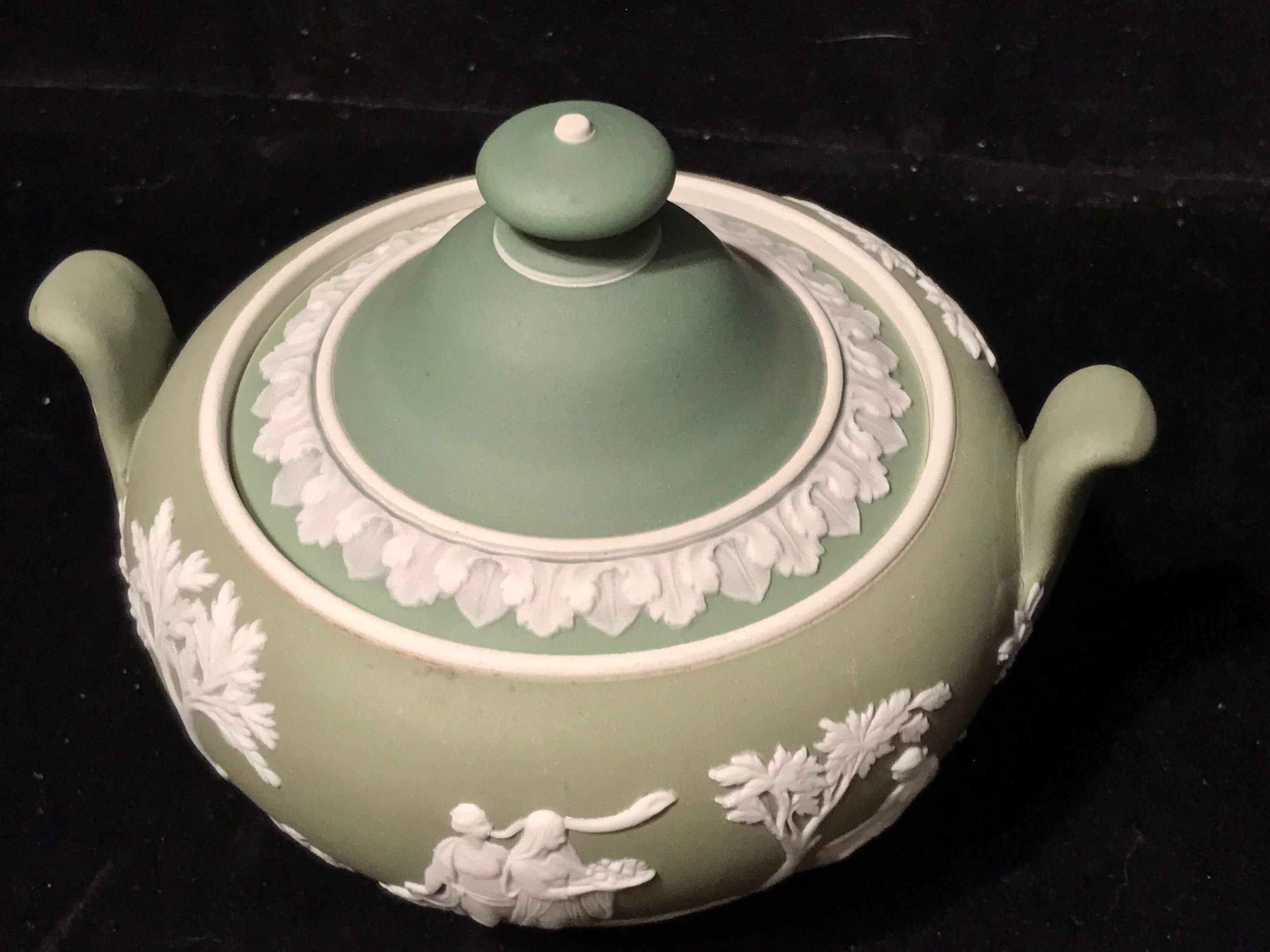 Beautiful Antique Wedgwood Dipped Green Jasperware Sugar Bowl - Etsy