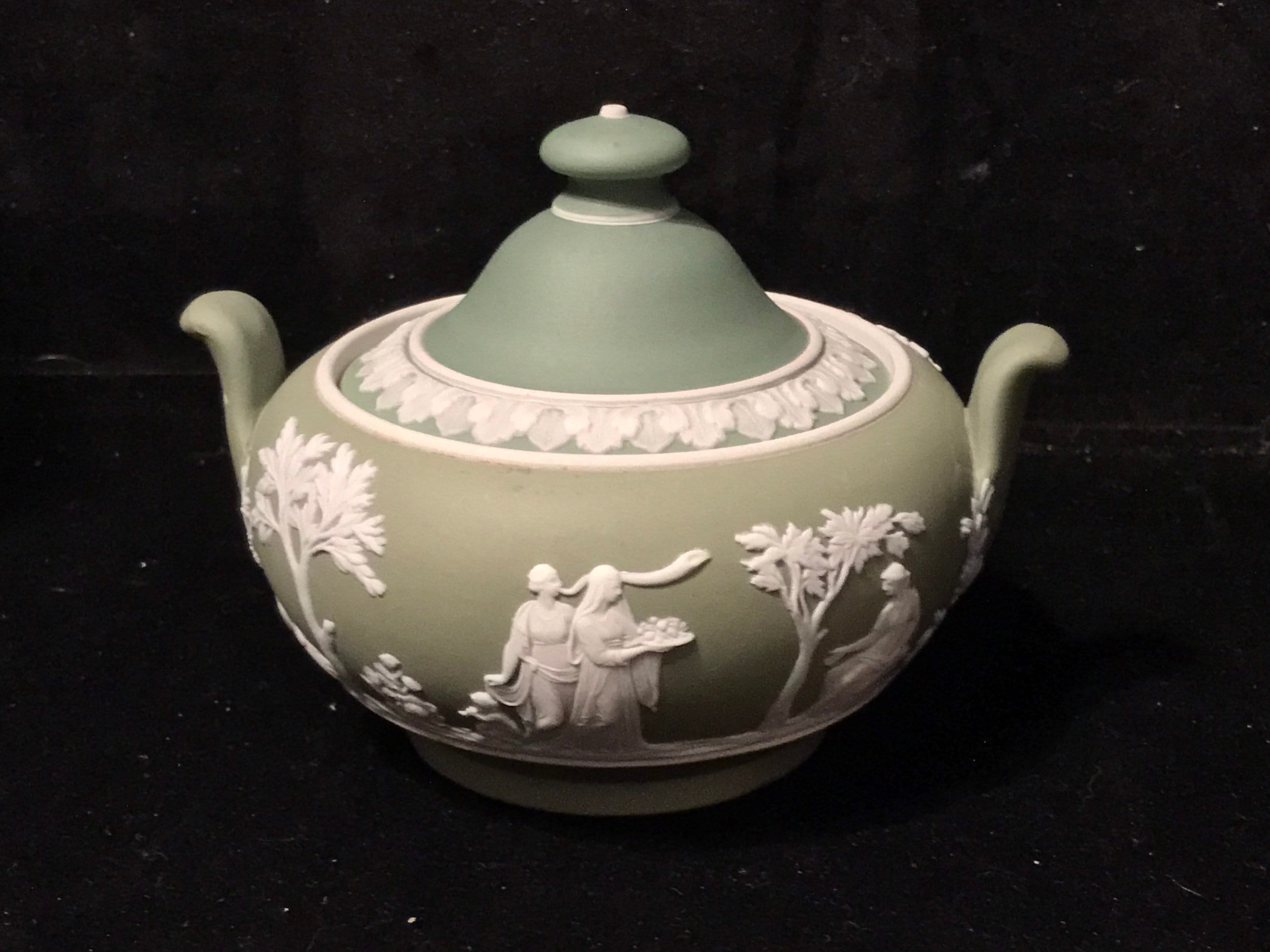 Beautiful Antique Wedgwood Dipped Green Jasperware Sugar Bowl - Etsy