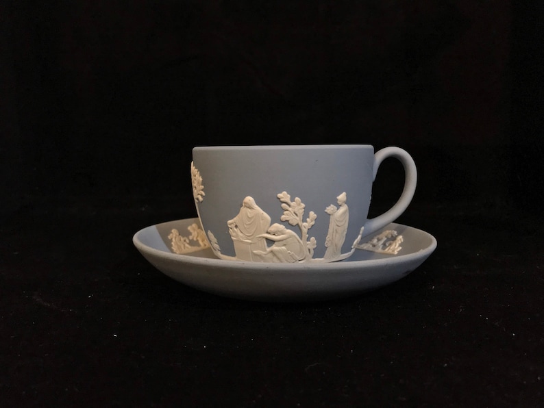 Beautiful Wedgwood Pale Blue Jasperware Tea Cup & Saucer Set Made in ...