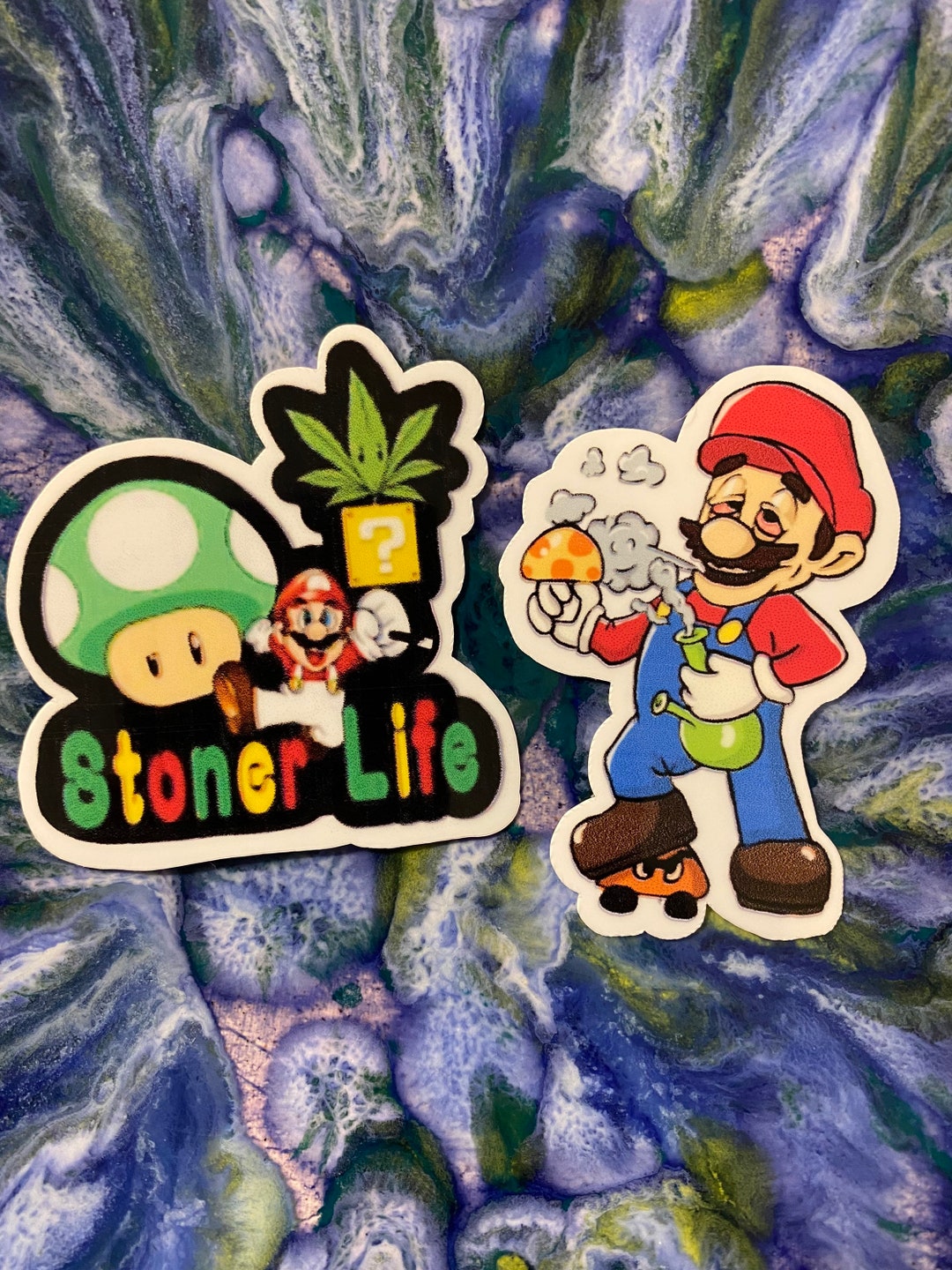 Vinyl Bong Smoking Mario Sticker. Set of 2 Stickers - Etsy
