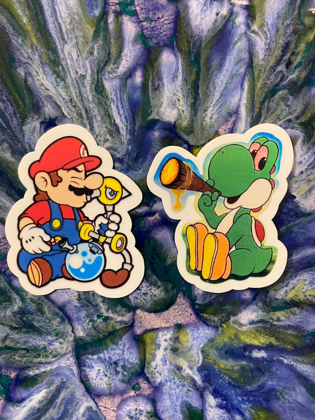 Vinyl Stickers - Mario and Yoshi Smoking - Set of 2 Stickers - Etsy