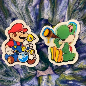 Vinyl Stickers - Mario and Yoshi Smoking - Set of 2 Stickers - Etsy