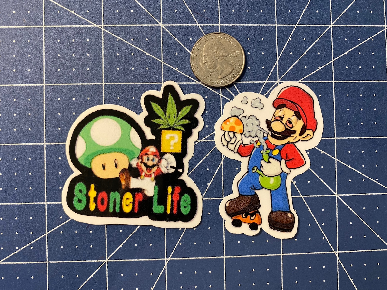 Vinyl Bong Smoking Mario sticker. Set of 2 stickers | Etsy