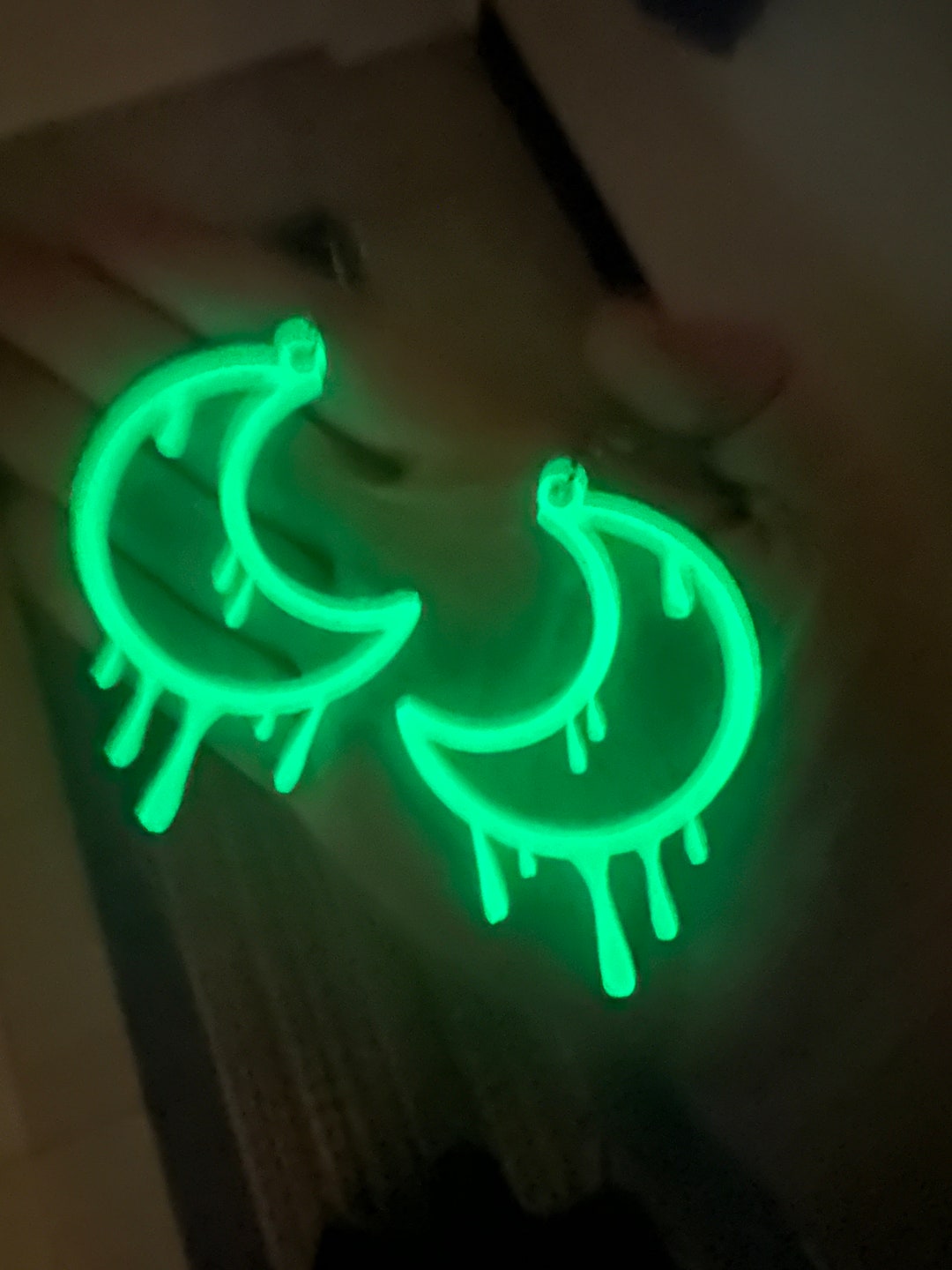 Glow in the Dark Melting Drippy Moon Earrings - Etsy