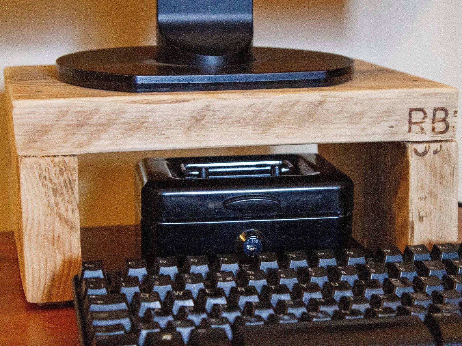 Rustic Wooden Monitor Stand Handmade Reclaimed Desk Storage - Etsy UK