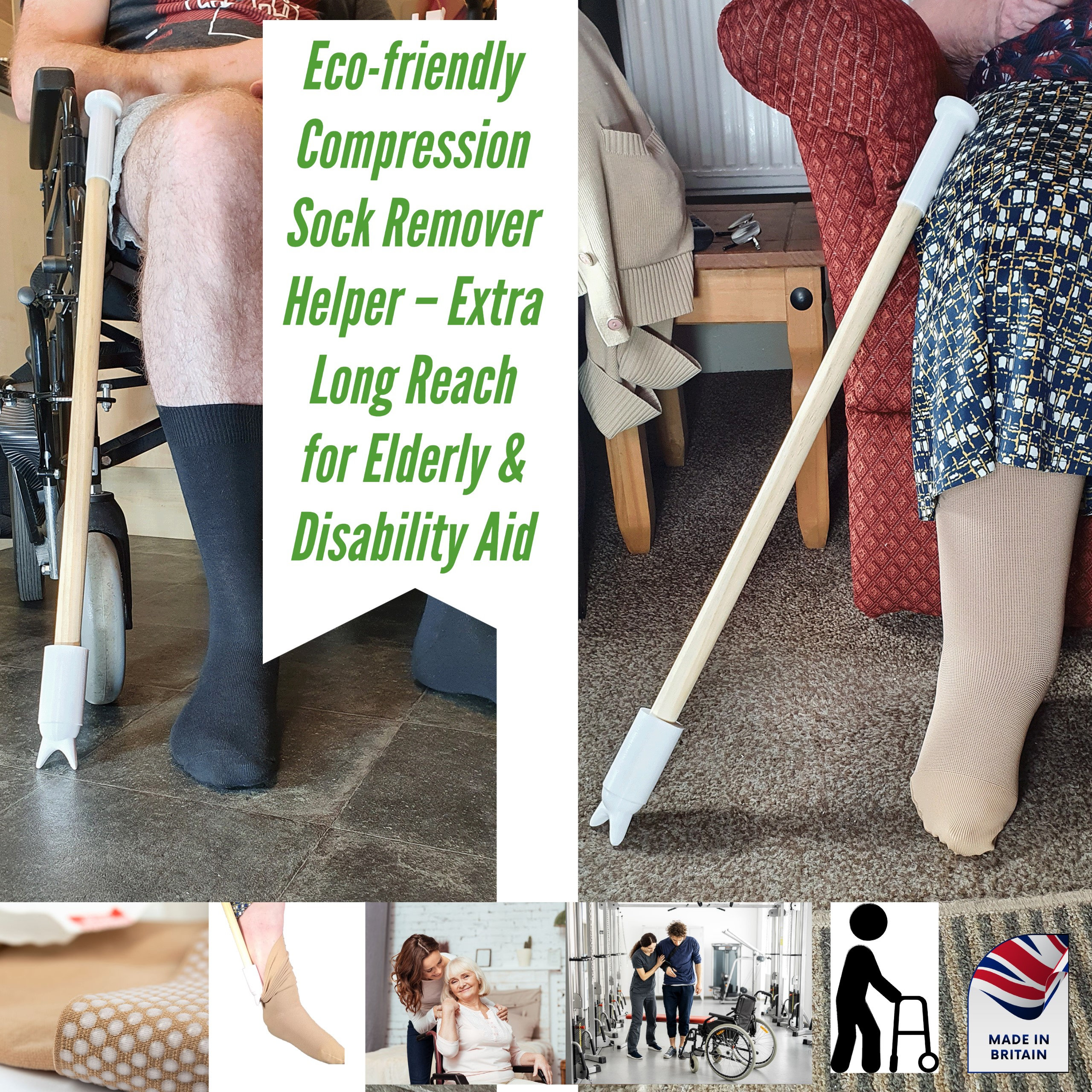 Eco-friendly Compression Sock Remover Helper – Extra Long Reach for ...