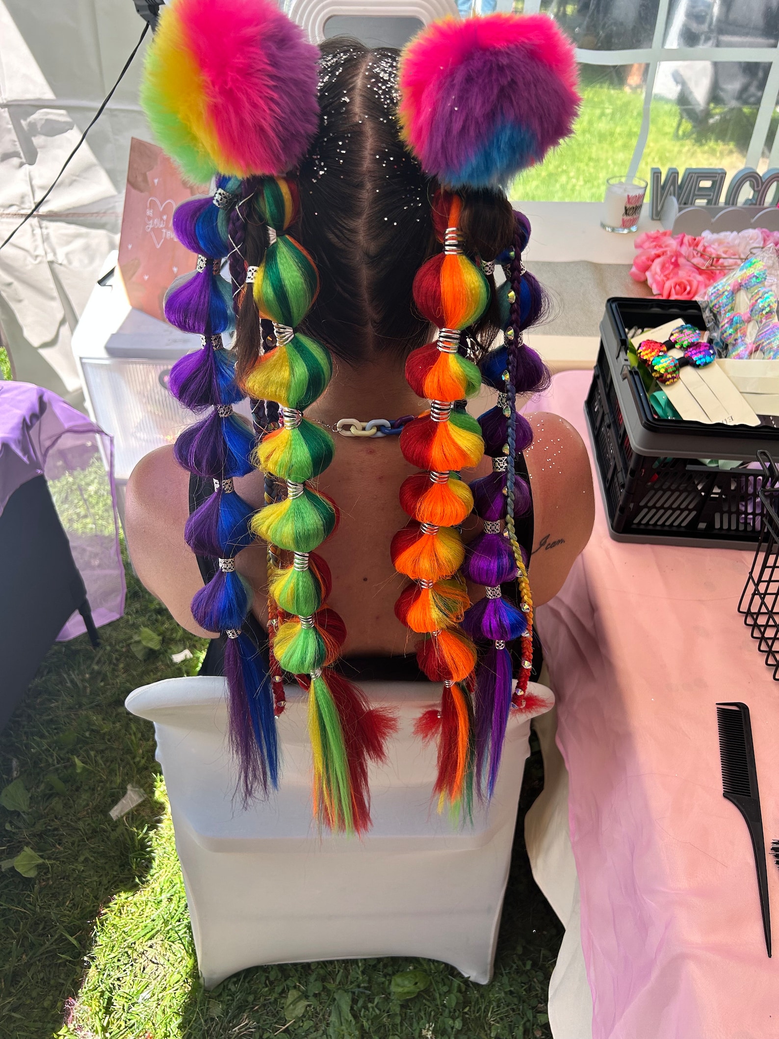 Braided Rave Hair Extensions Braided Ponytails Color Hair Rainbow Hair ...