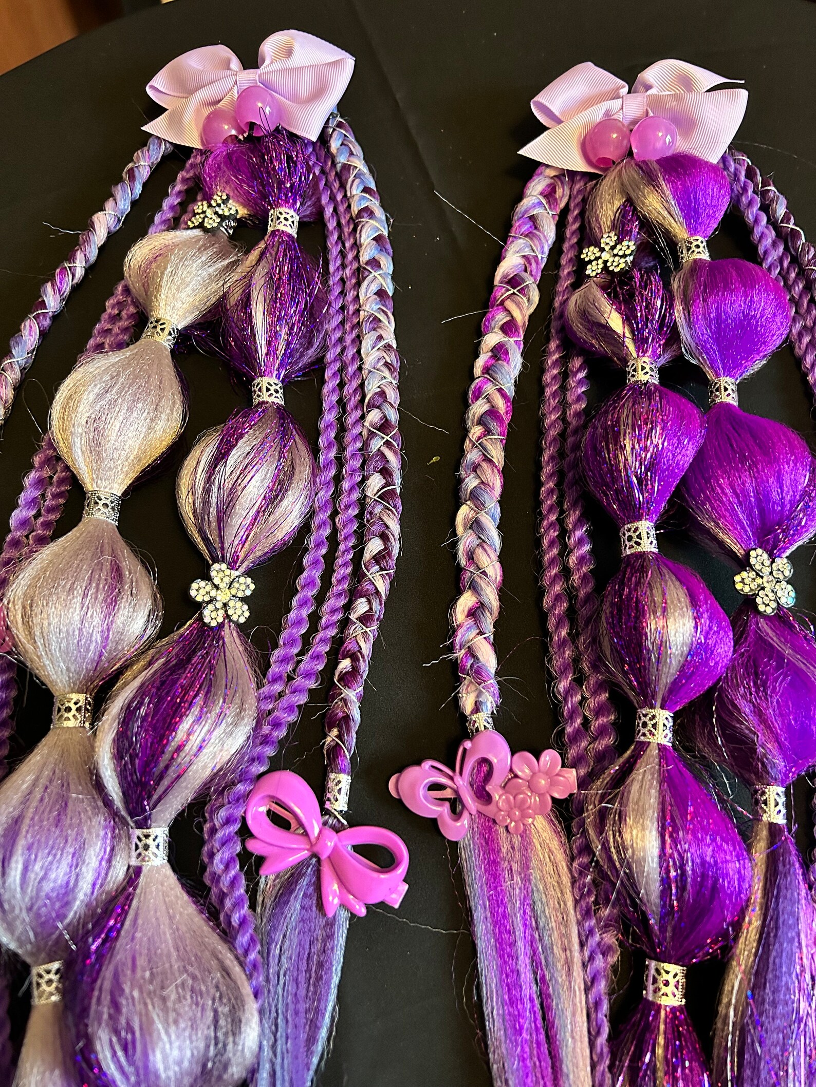 Bubble Braids Ponytails Braided Rave Hair Purple - Etsy