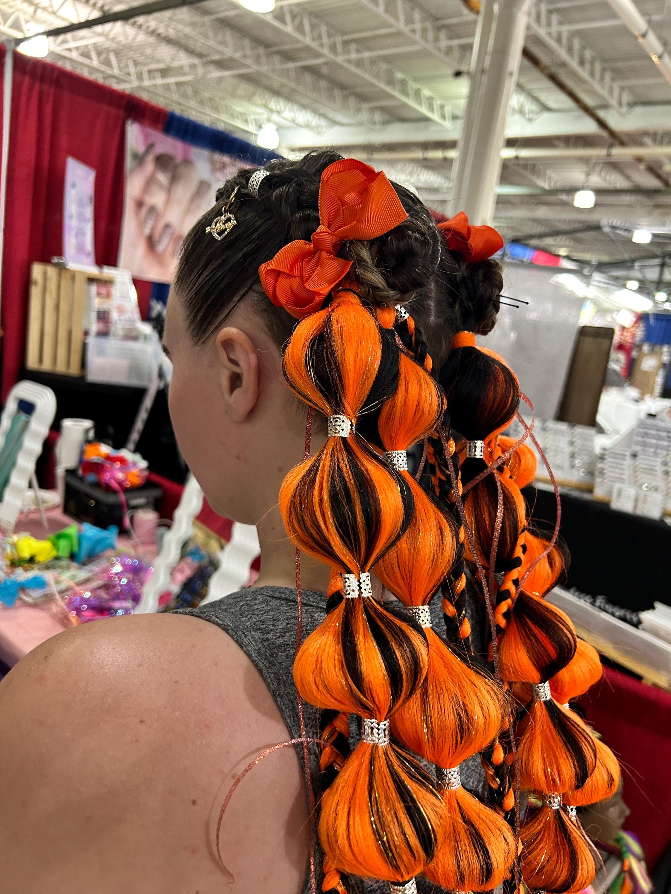 Bubble Braids Rave Hair Bubble Ponytail Braided Ponytail Orange and ...