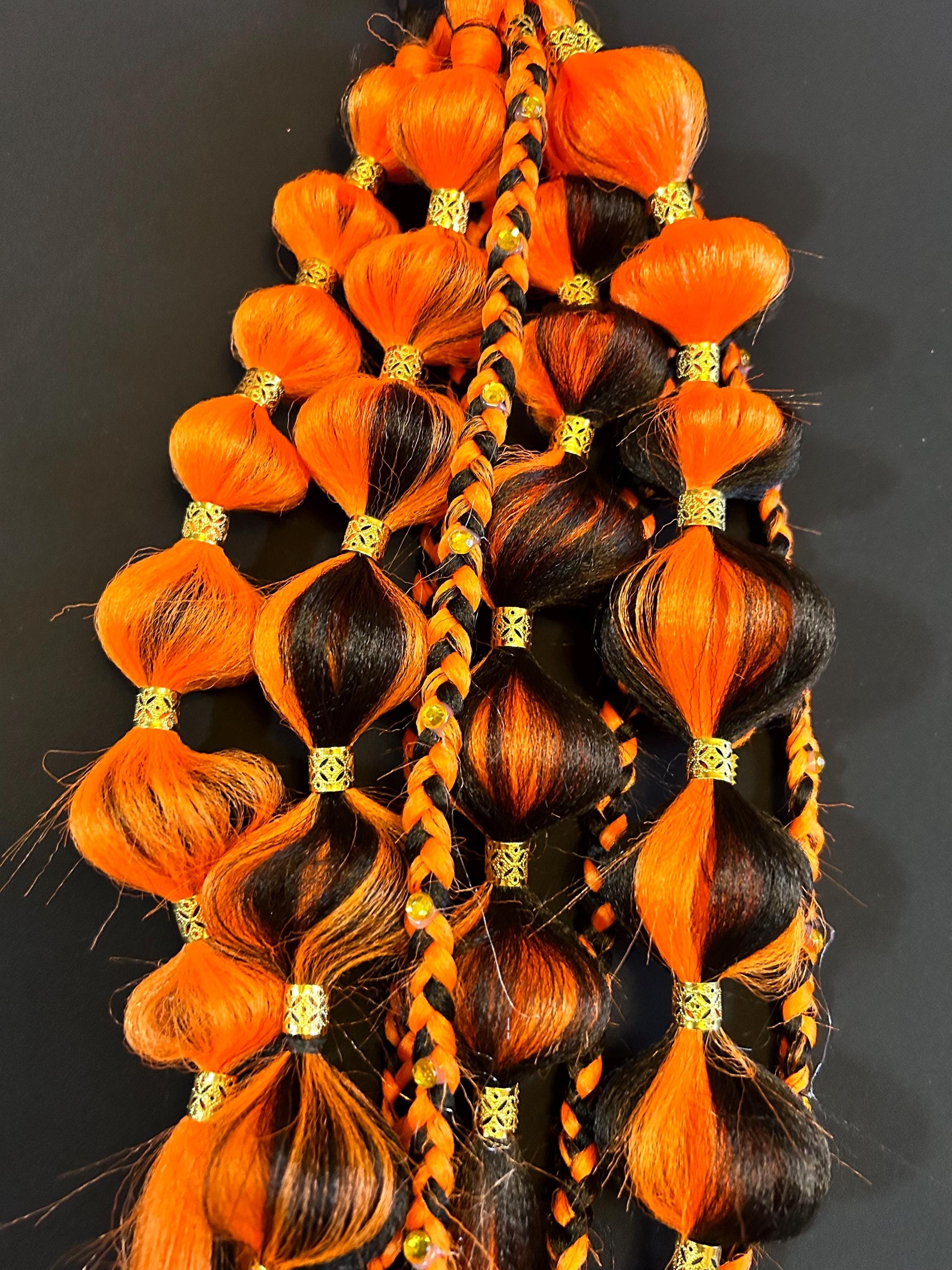 Bubble Braids Rave Hair Bubble Ponytail Braided Ponytail Orange and ...