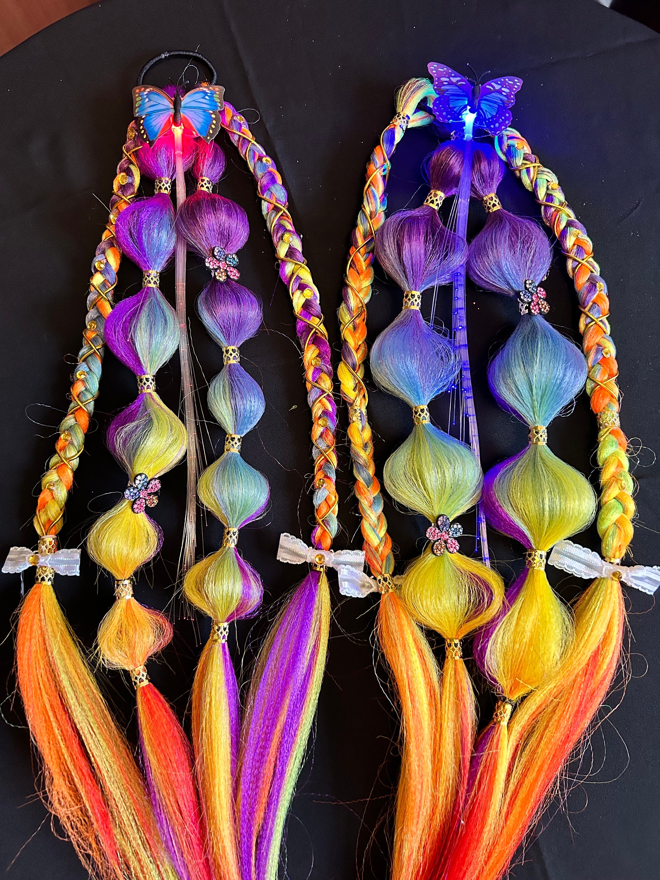 Braided Rave Hair Extensions Braided Ponytails Color Hair Rainbow Hair ...