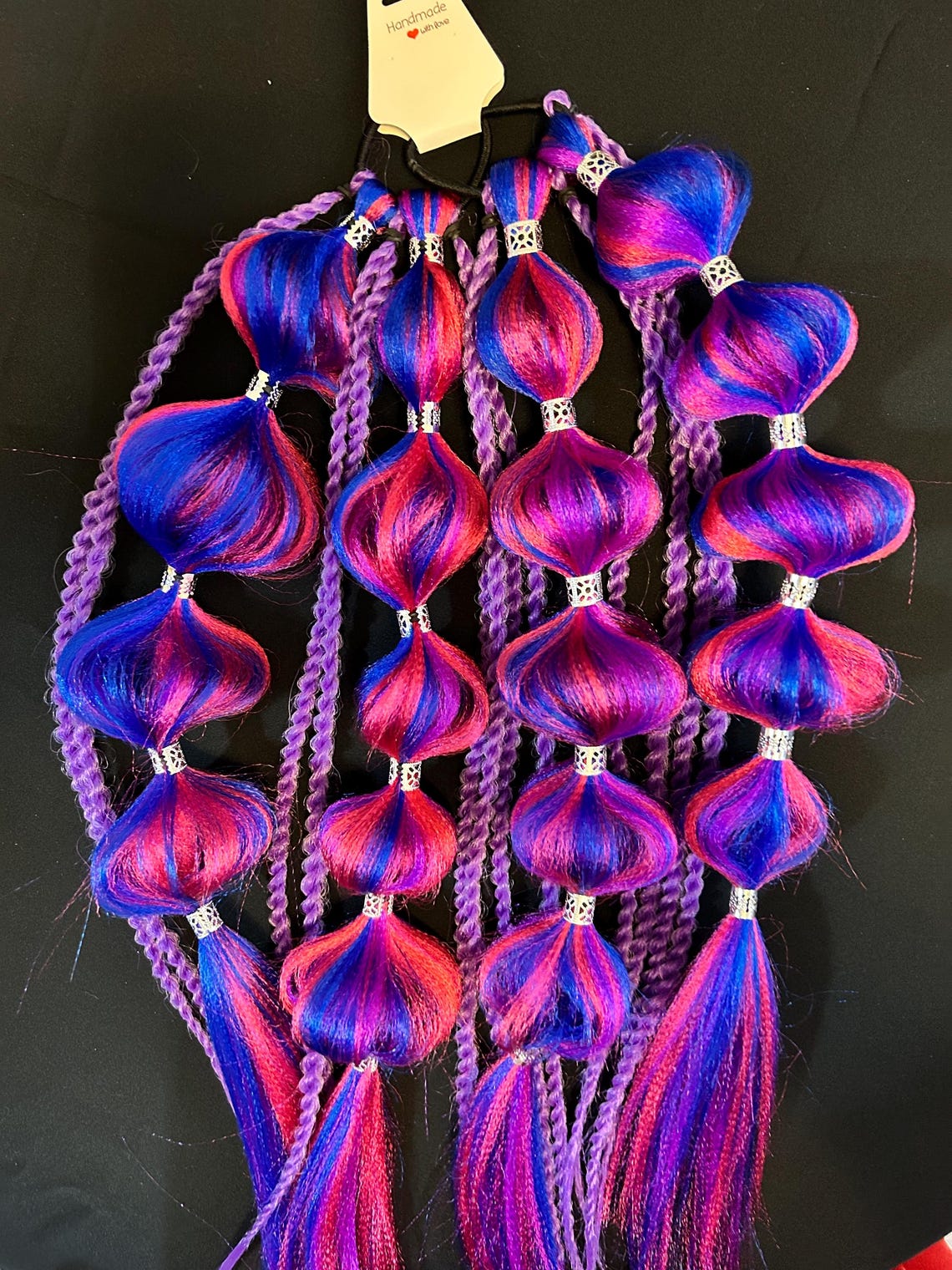 Braided Rave Hair Extensions 26in Ponytails Color Hair Blue and Pink ...