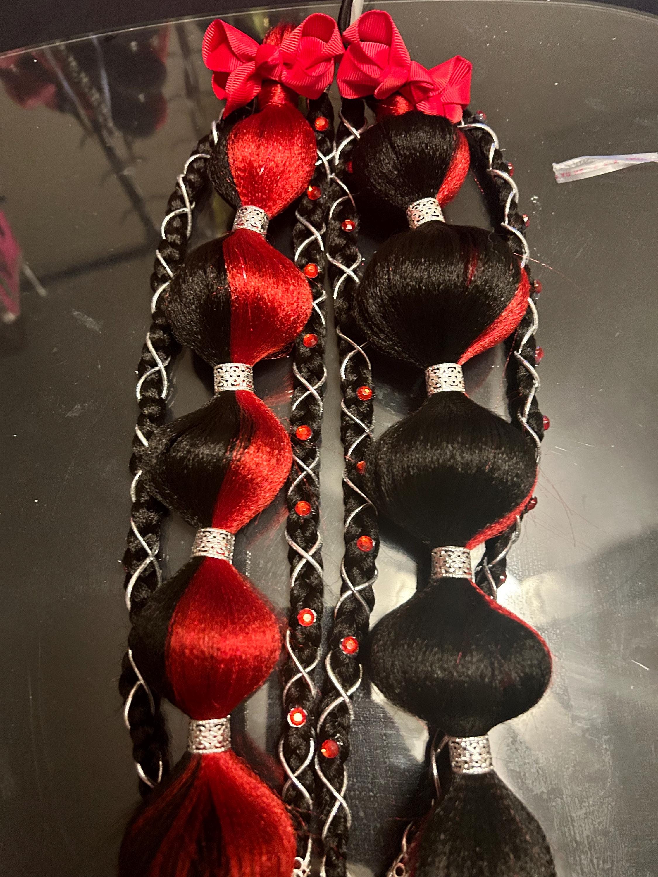 Bubble Braids Bubble Ponytail Rave Hair Red and Black - Etsy