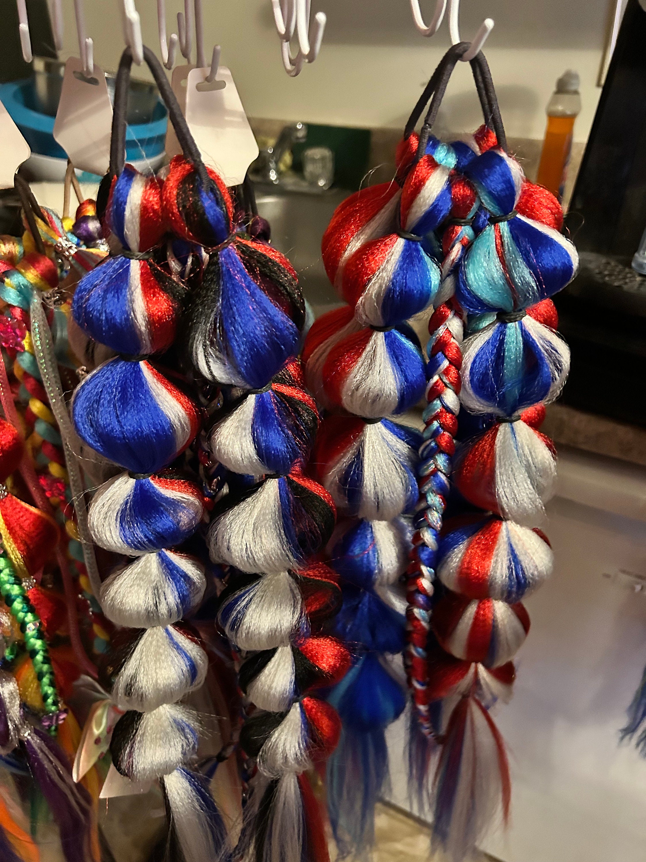 Red White and Blue Bubble Braids, Hair Extensions Ponytails - Etsy